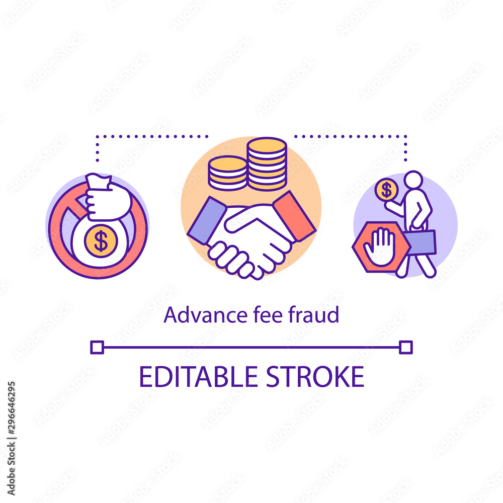Advance fee fraud concept icon. Financial scam idea thin line ...