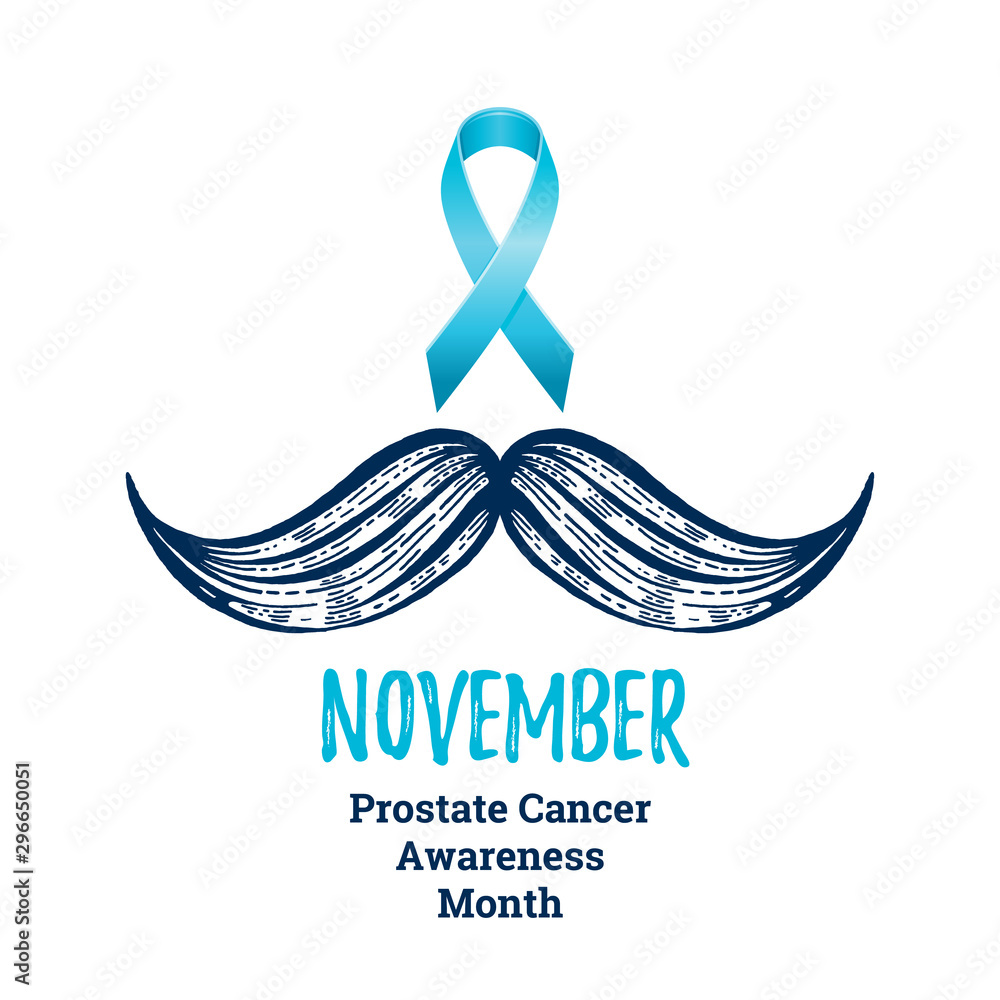 Prostate cancer awareness ribbon with moustaches. Men health symbol ...