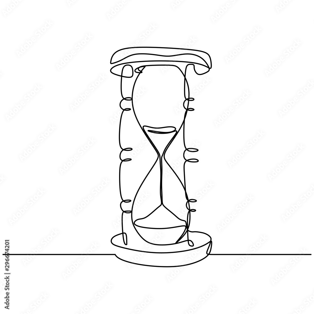 Continuous one line drawing of hourglass or sand clock vector ...