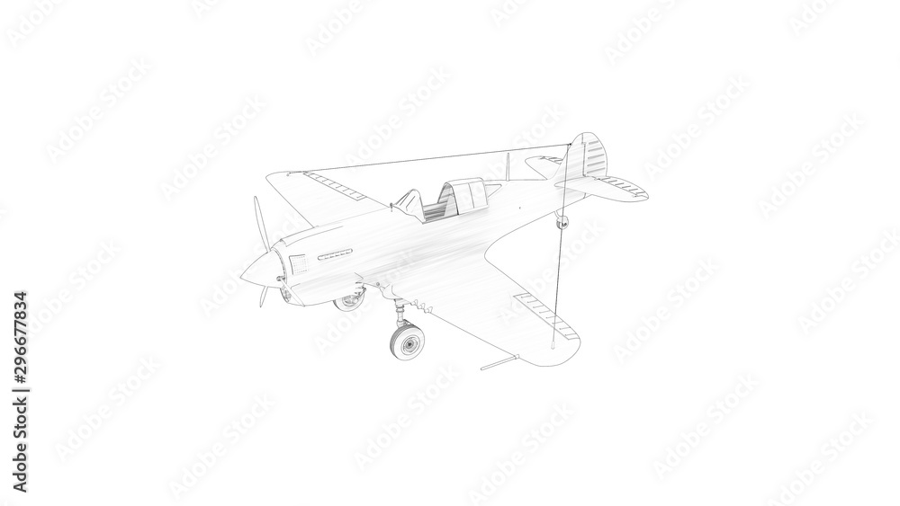 Line drawing illustration of a world war two fighter airplane Stock ...