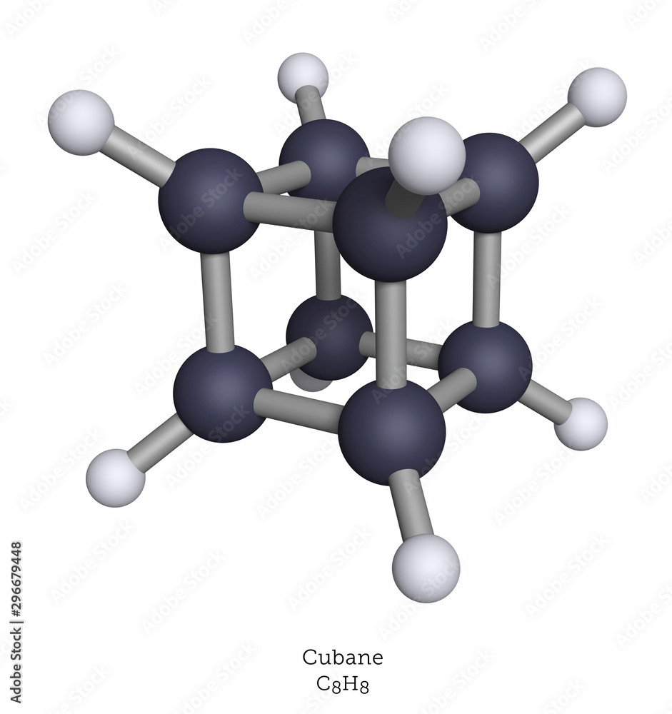Cubane molecule shown as a ball-and-stick model Stock Illustration ...