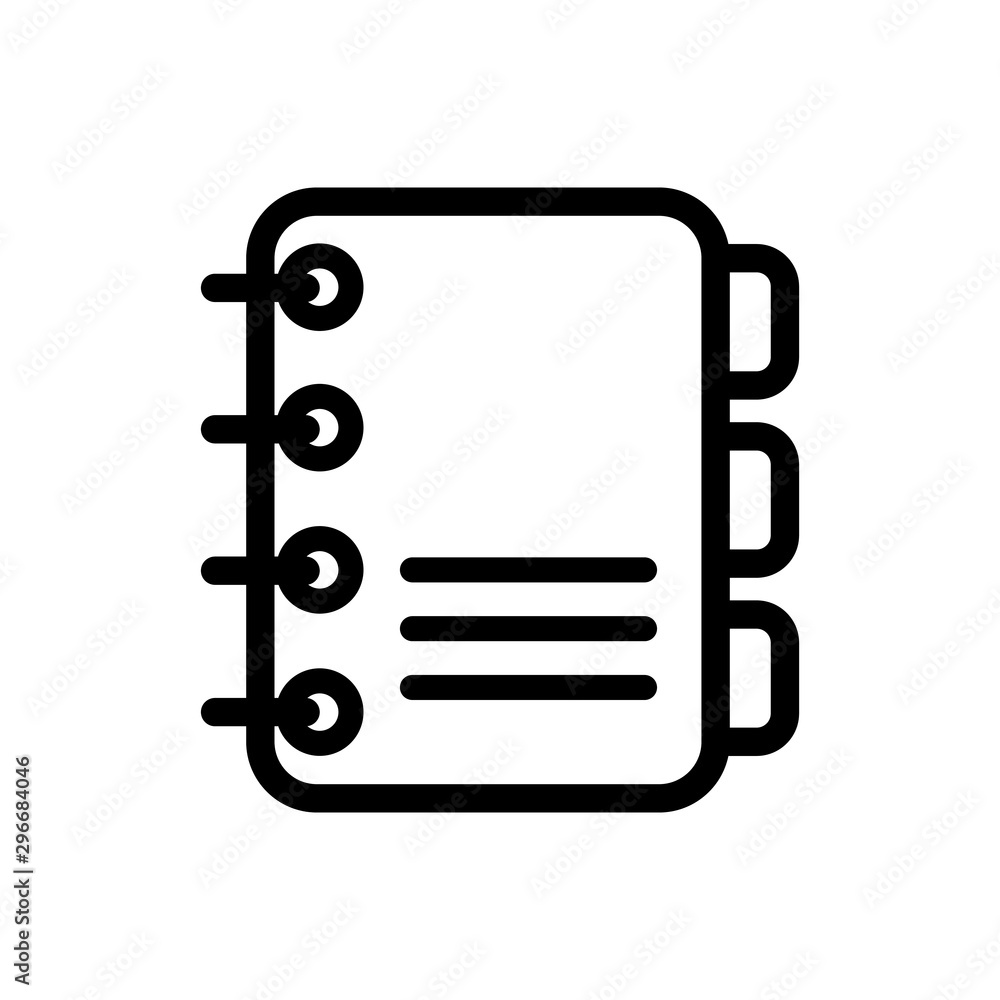 Writing book vector icon. logbook illustration symbol. notebook sign ...