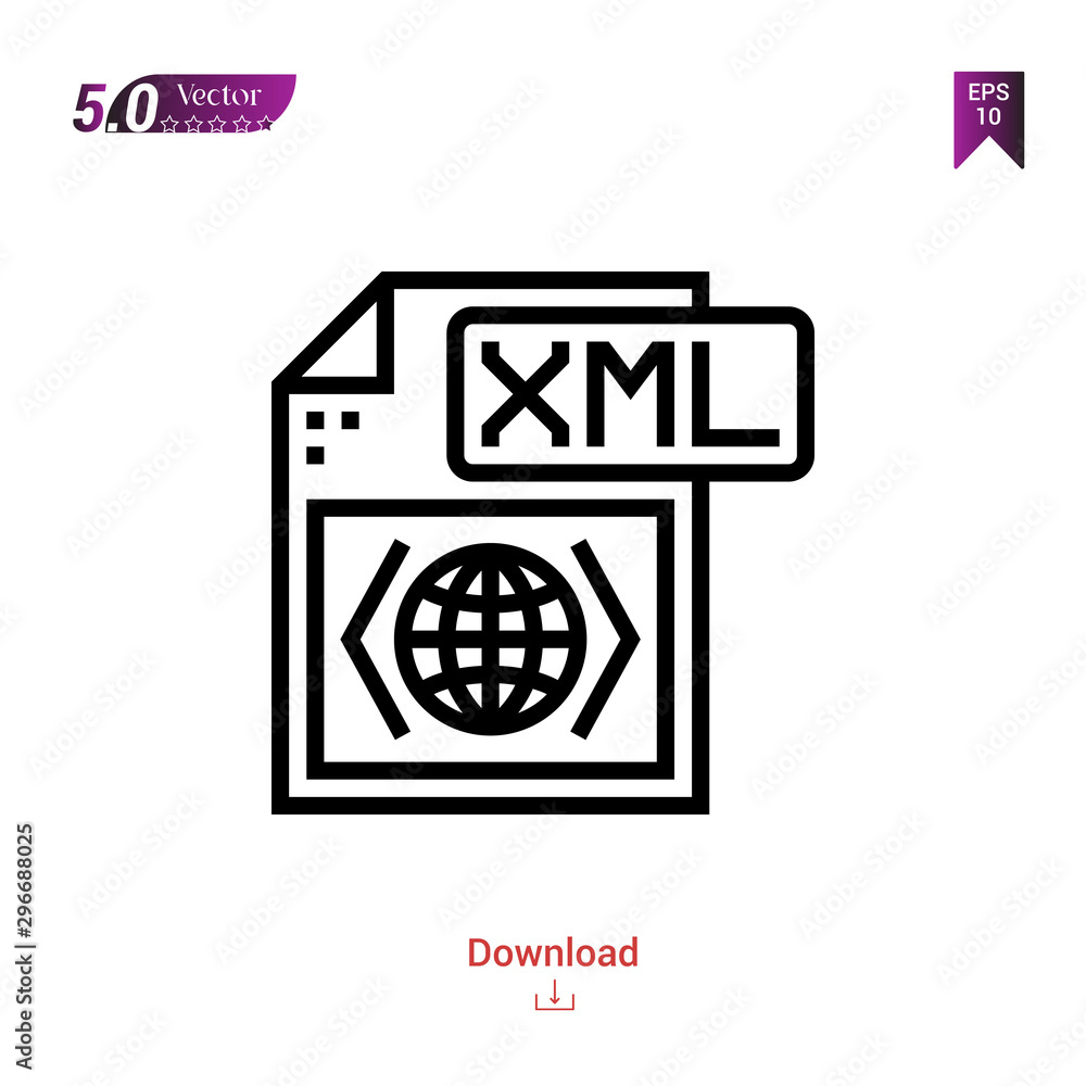 Outline xml file icon isolated on white background. Popular icons for ...