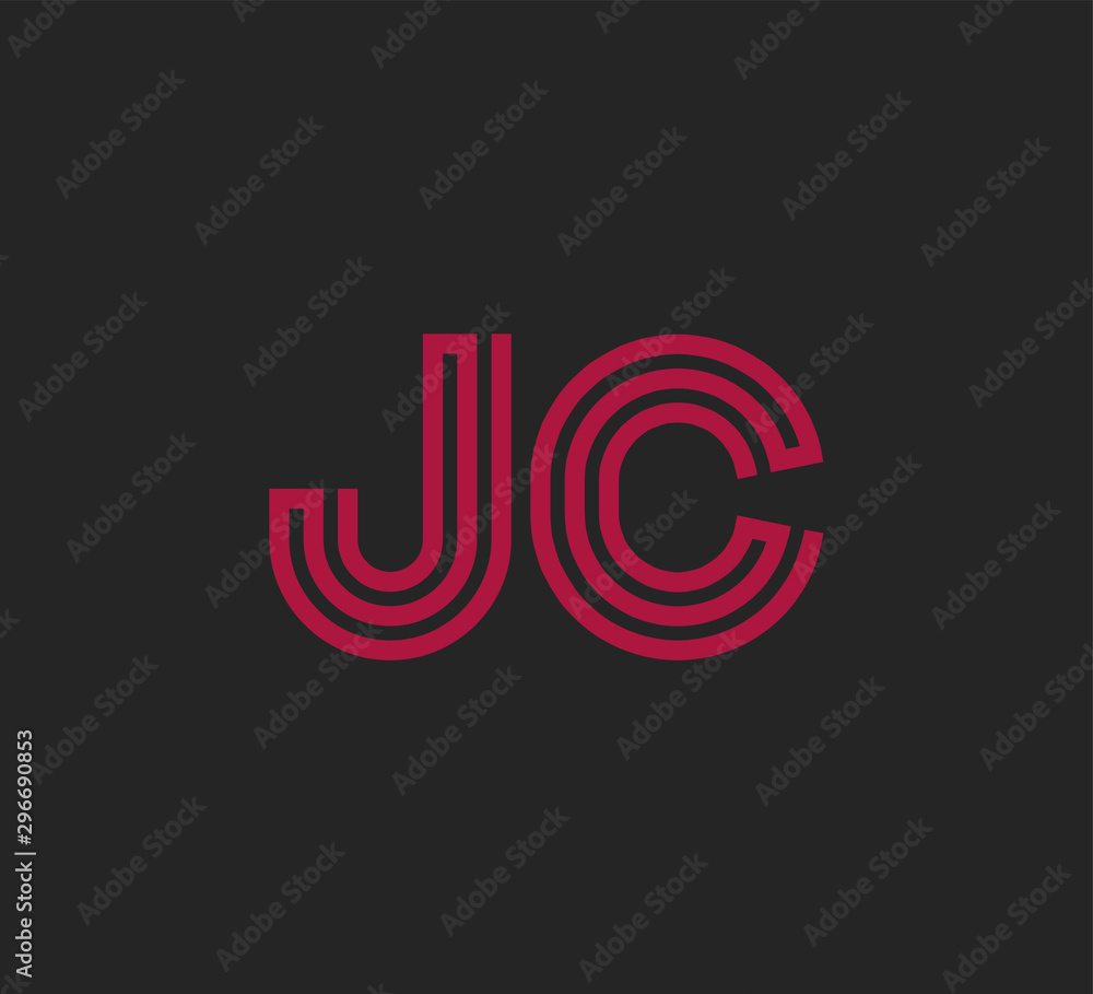 Initial two letter red line shape logo on black vector JC Stock Vector ...