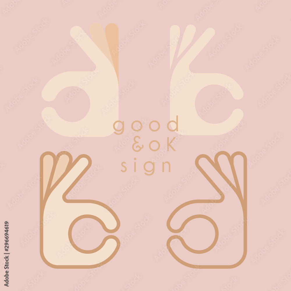 Hand gesture Ok sign. editable stroke. silhouette of hands showing ...