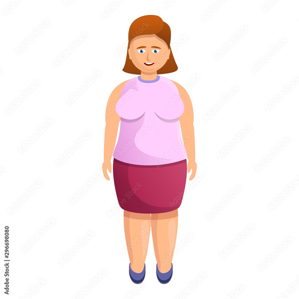 Cute fat woman icon. Cartoon of cute fat woman vector icon for web ...