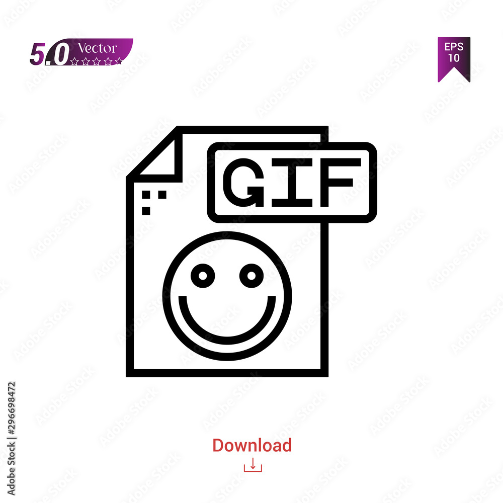 Outline gif file icon isolated on white background. Popular icons for ...