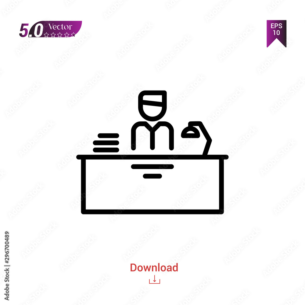 Outline Black director-desk icon vector isolated on white background ...