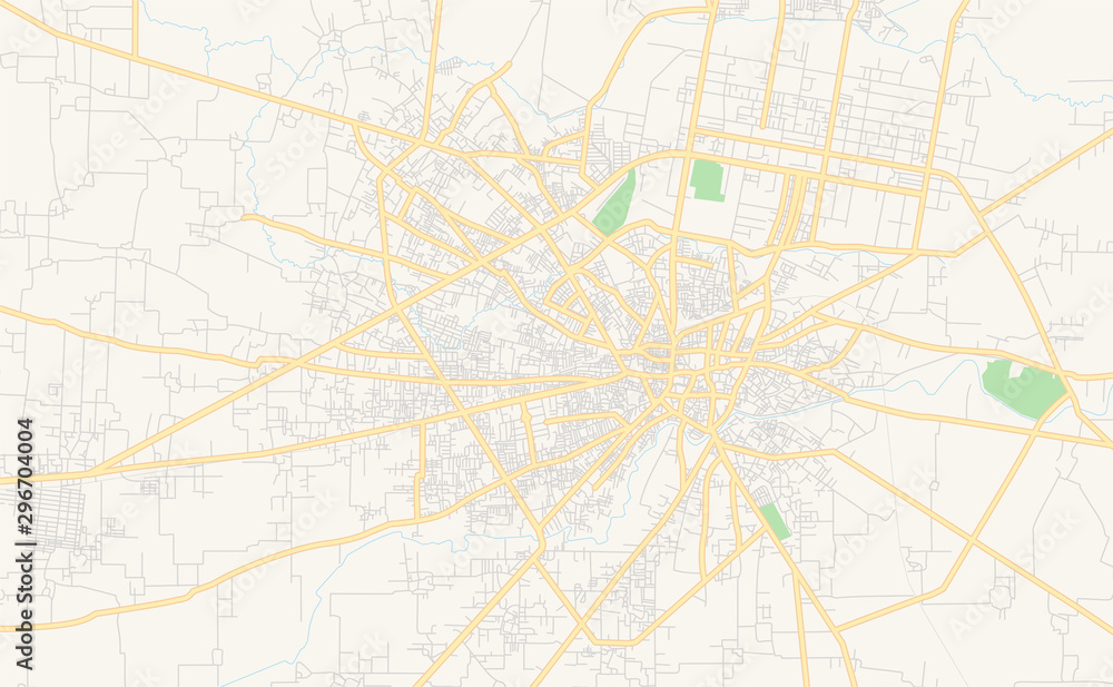 Printable street map of Sialkot, Pakistan Stock Vector | Adobe Stock