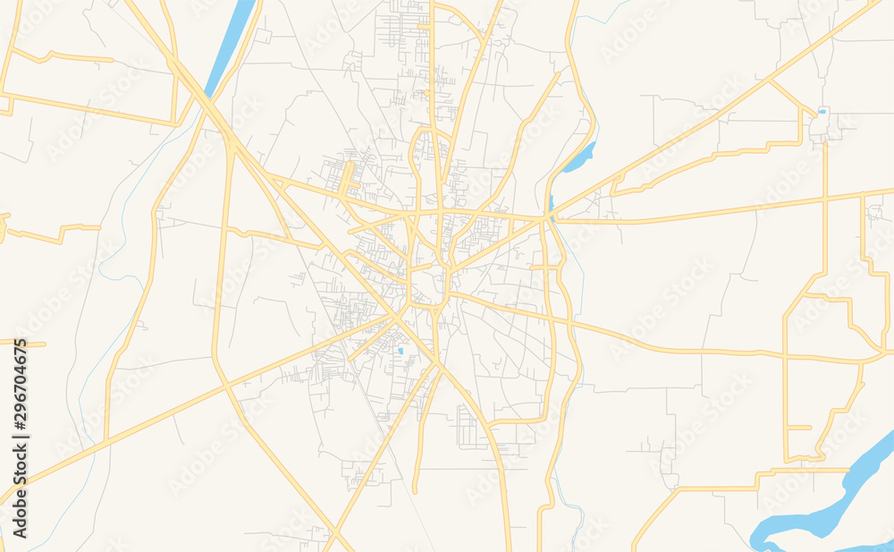 Printable street map of Gujrat, Pakistan Stock Vector | Adobe Stock