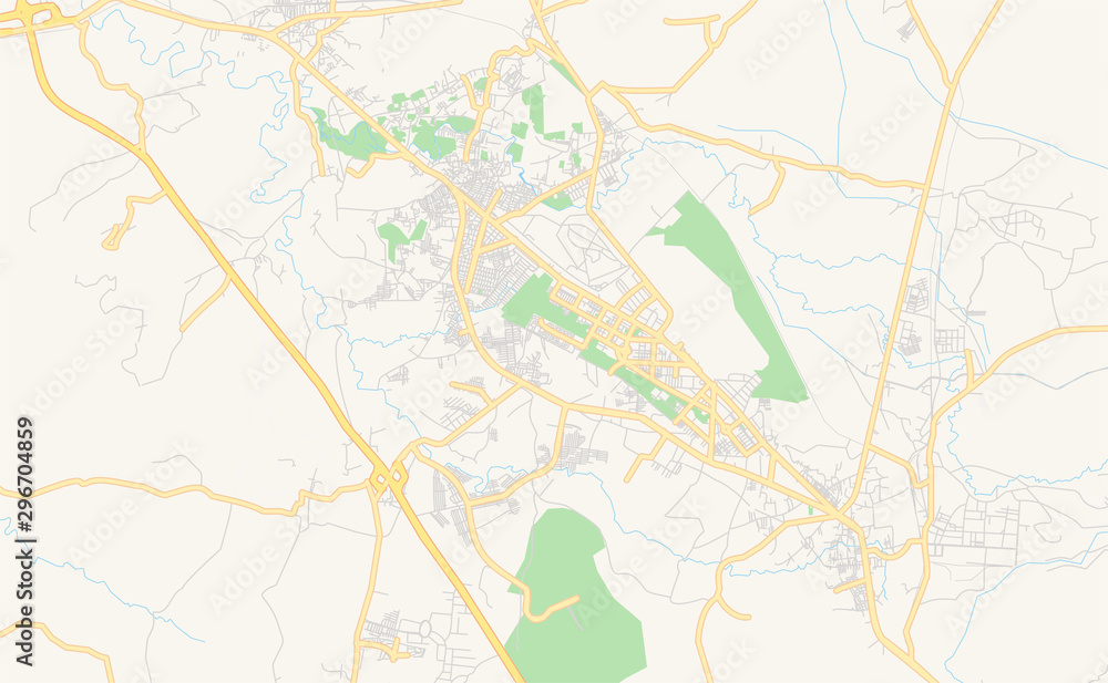 Printable street map of Wah Cantonment, Pakistan Stock Vector | Adobe Stock
