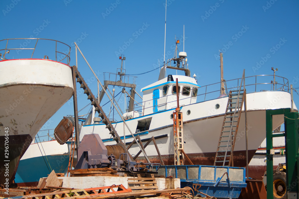 Ships undergo dock repairs to eliminate defects in the underwater part ...