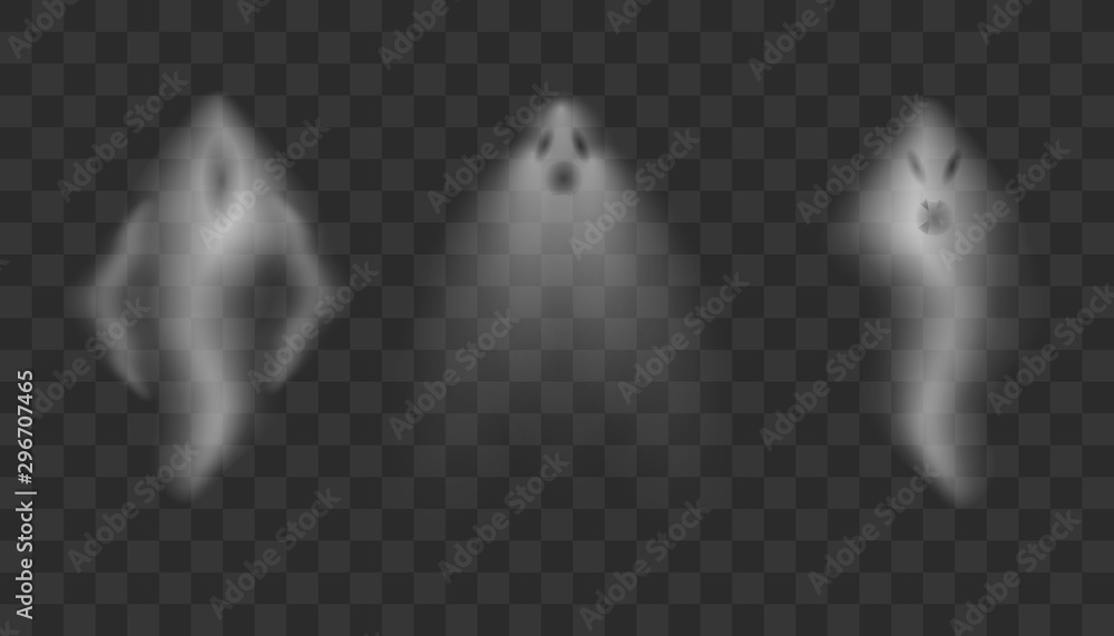 Realistic Ghosts on transparent background. Stock Vector | Adobe Stock
