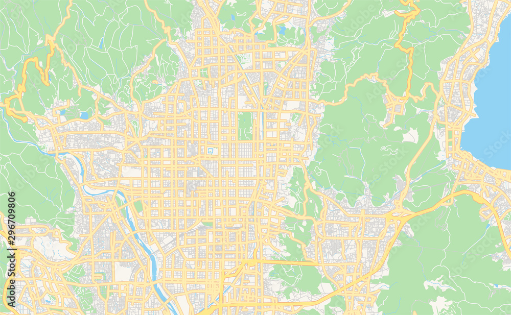 Printable street map of Kyoto, Japan Stock Vector | Adobe Stock