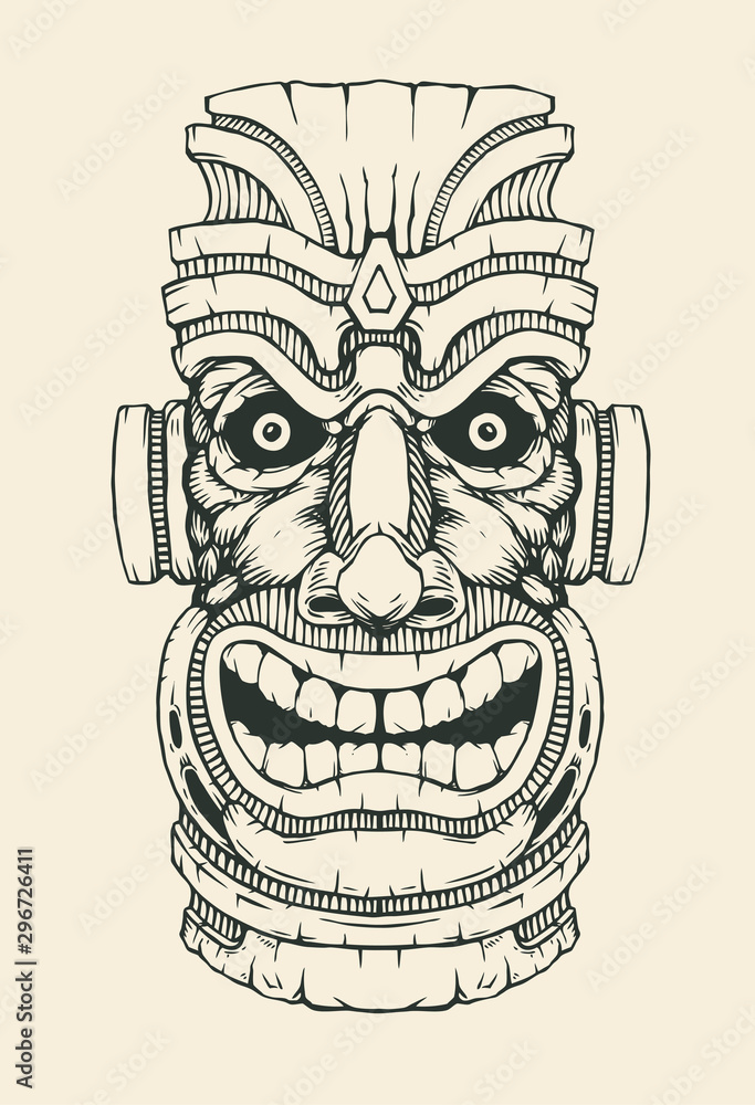 Tiki Statue Drawings