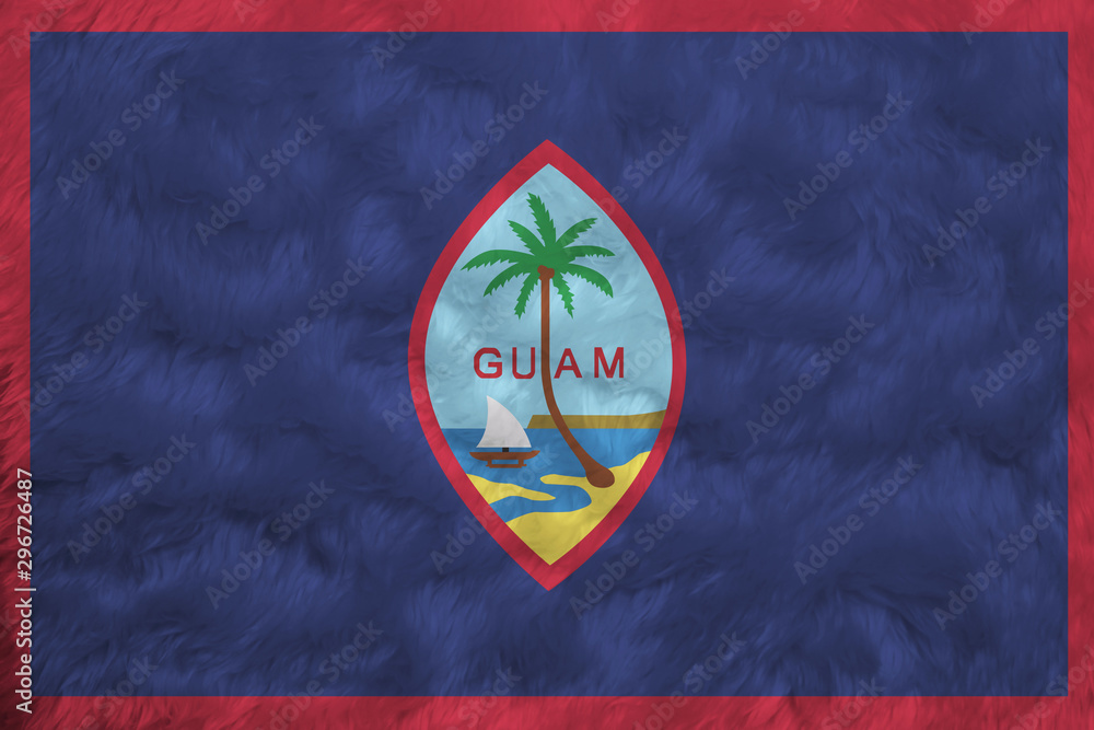 Towel fabric pattern flag of Guam, dark blue background with a thin red ...