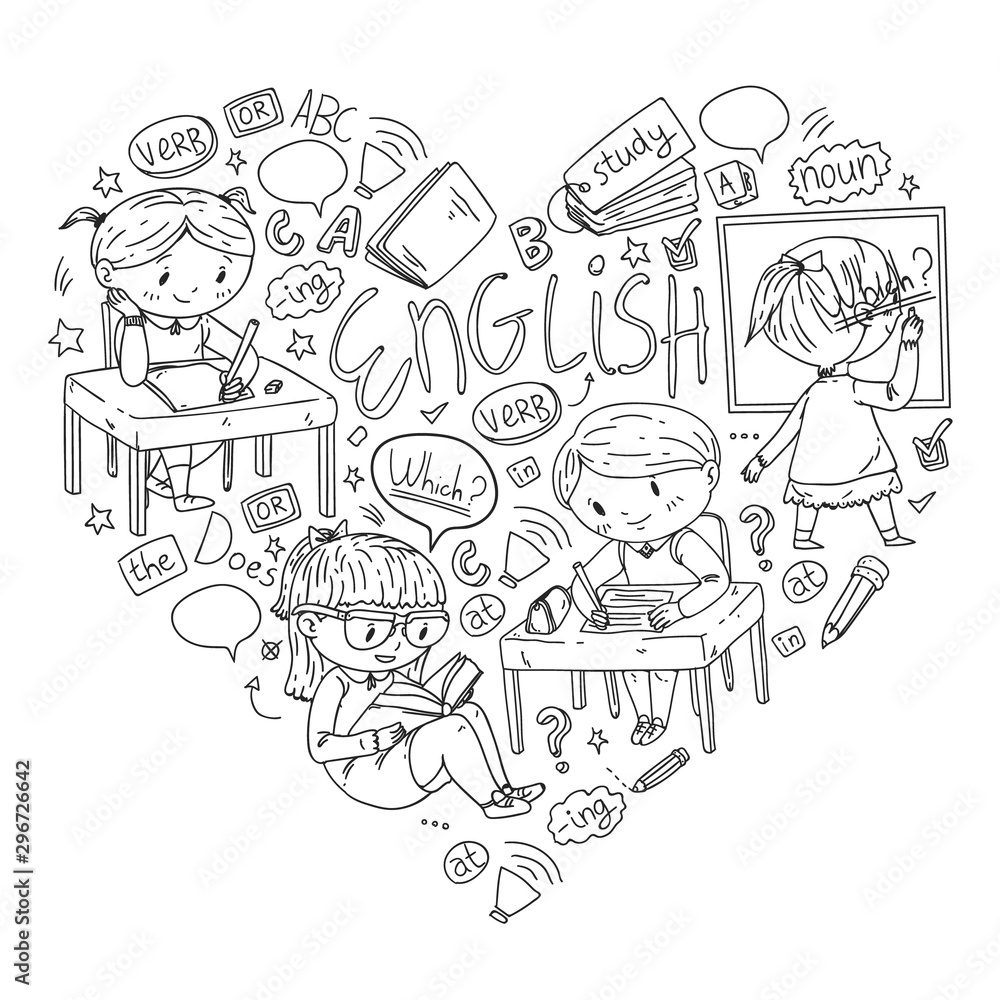 English school for children. Learn language. Education vector ...