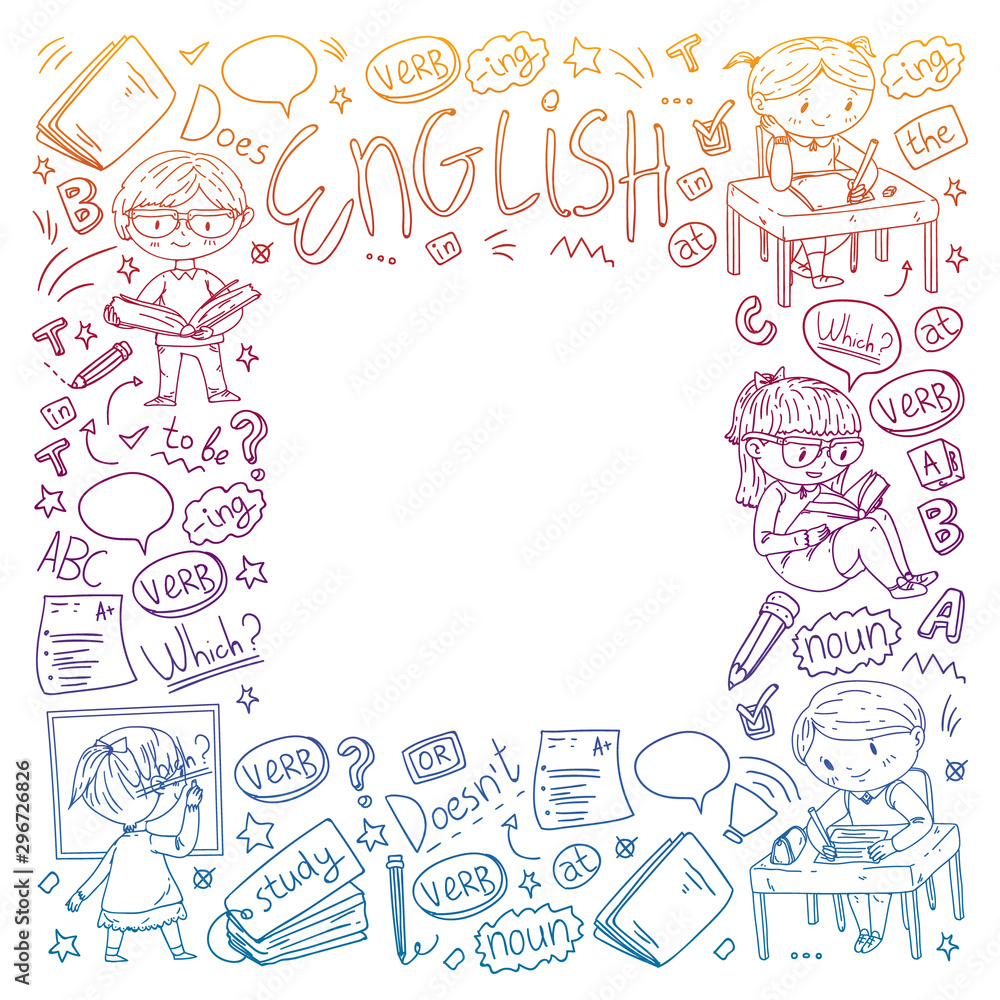 English school for children. Learn language. Education vector ...