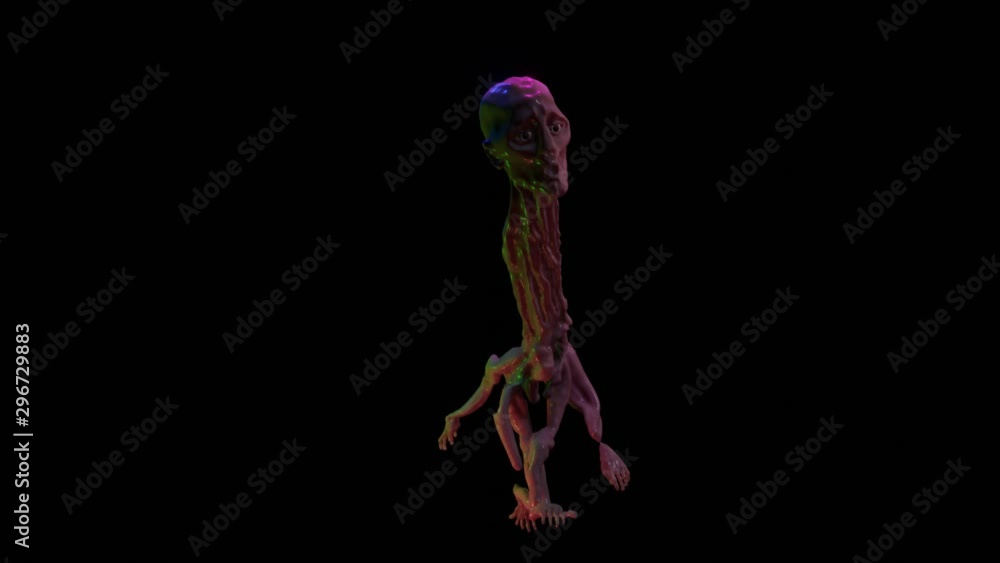 Spooky monster dancing creature with long neck demonic Halloween being ...