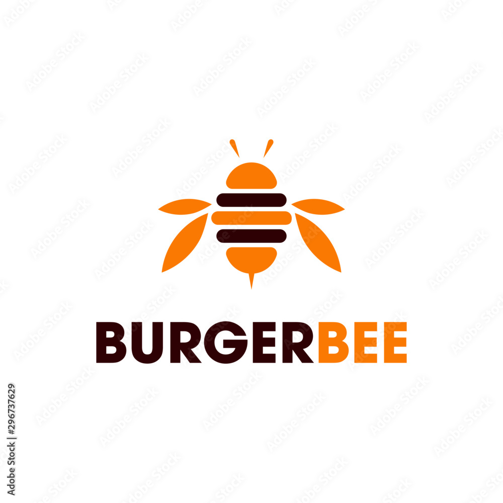 Burger Bee Logo Template, flying burger logo .vector Stock Vector ...