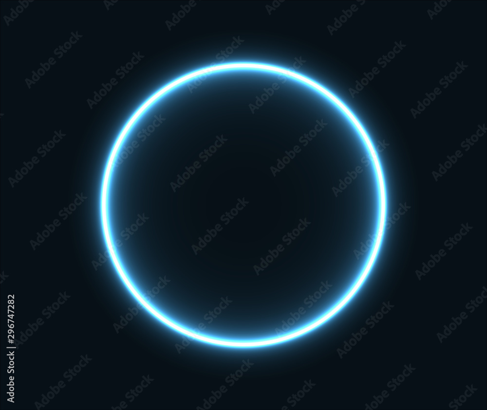 Glowing neon circle in blue. Stock Vector | Adobe Stock