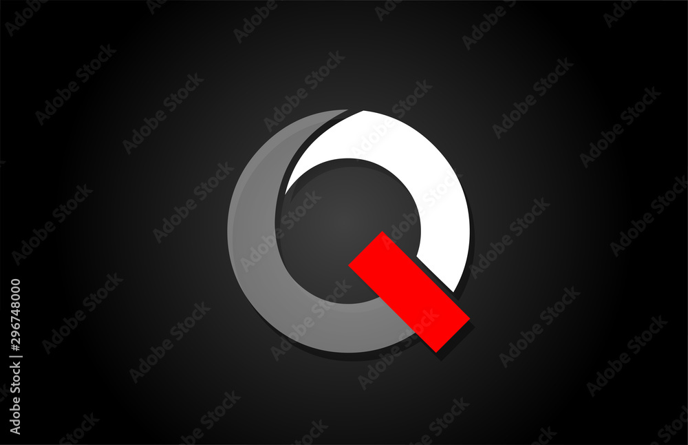 red white black Q alphabet letter logo for company icon design Stock ...