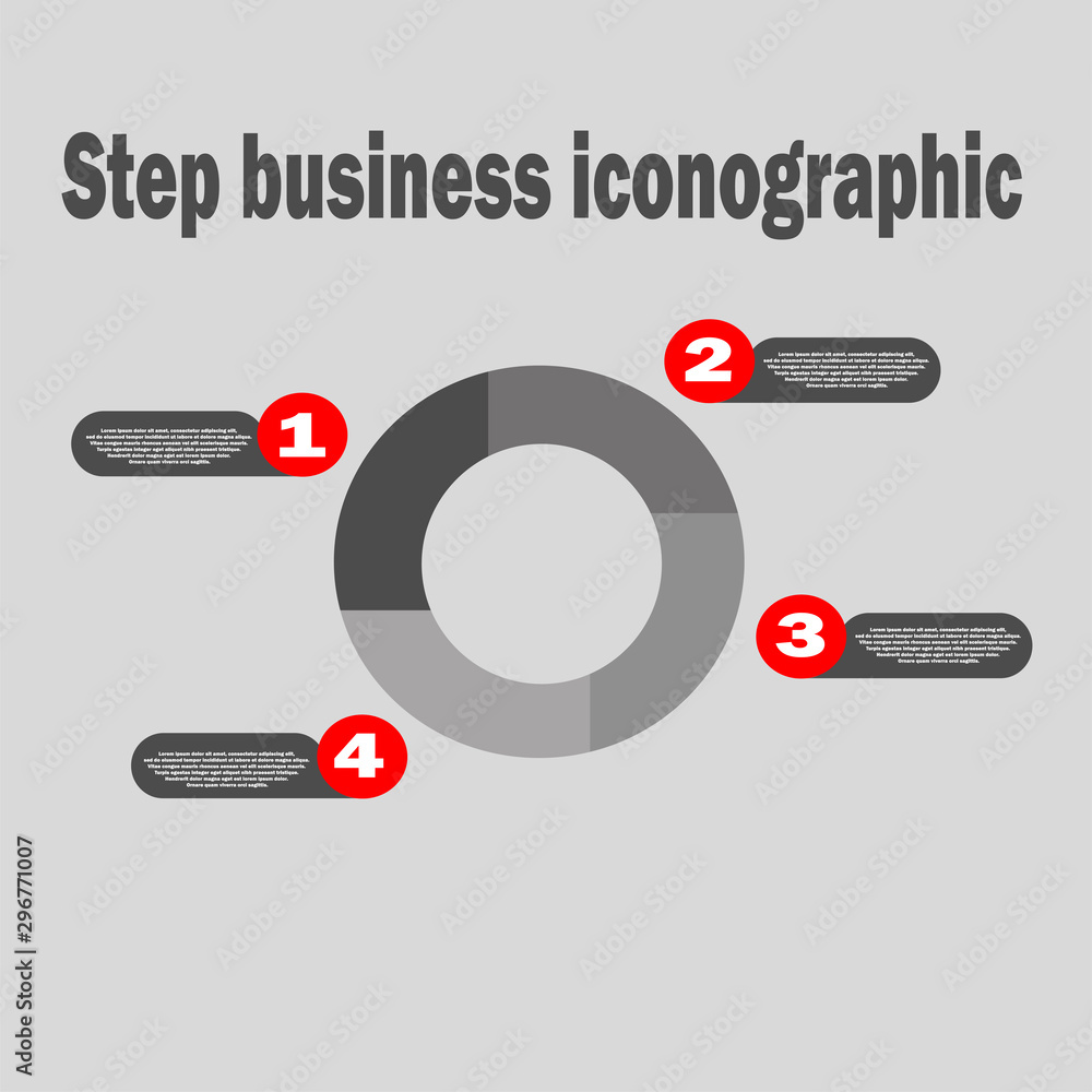 Gray vector steps infographic - flat design. pie chart - business icon ...