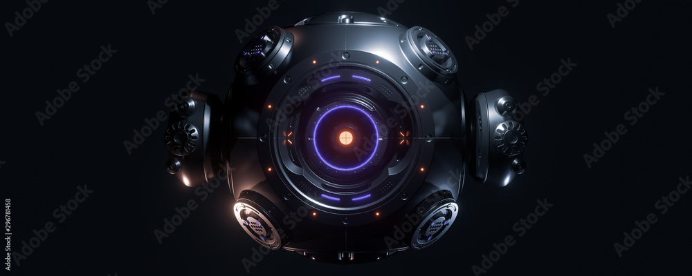 Abstract concept of sci-fi sphere cyborg robot. Background for cyber ...