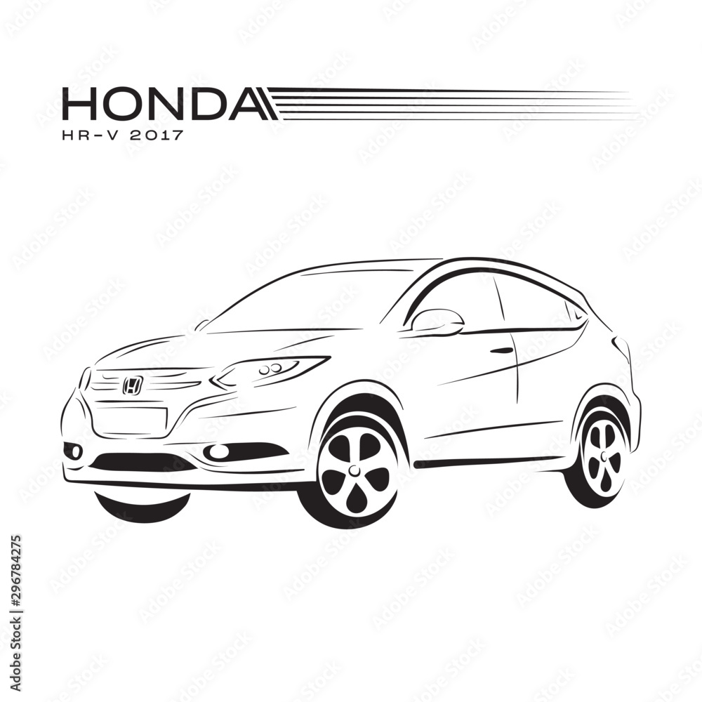 Honda car contour model in vector Vektor Stok | Adobe Stock