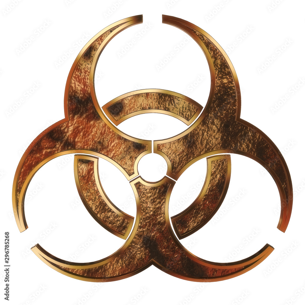 Grunge metal biohazard symbol isolated on white background with ...