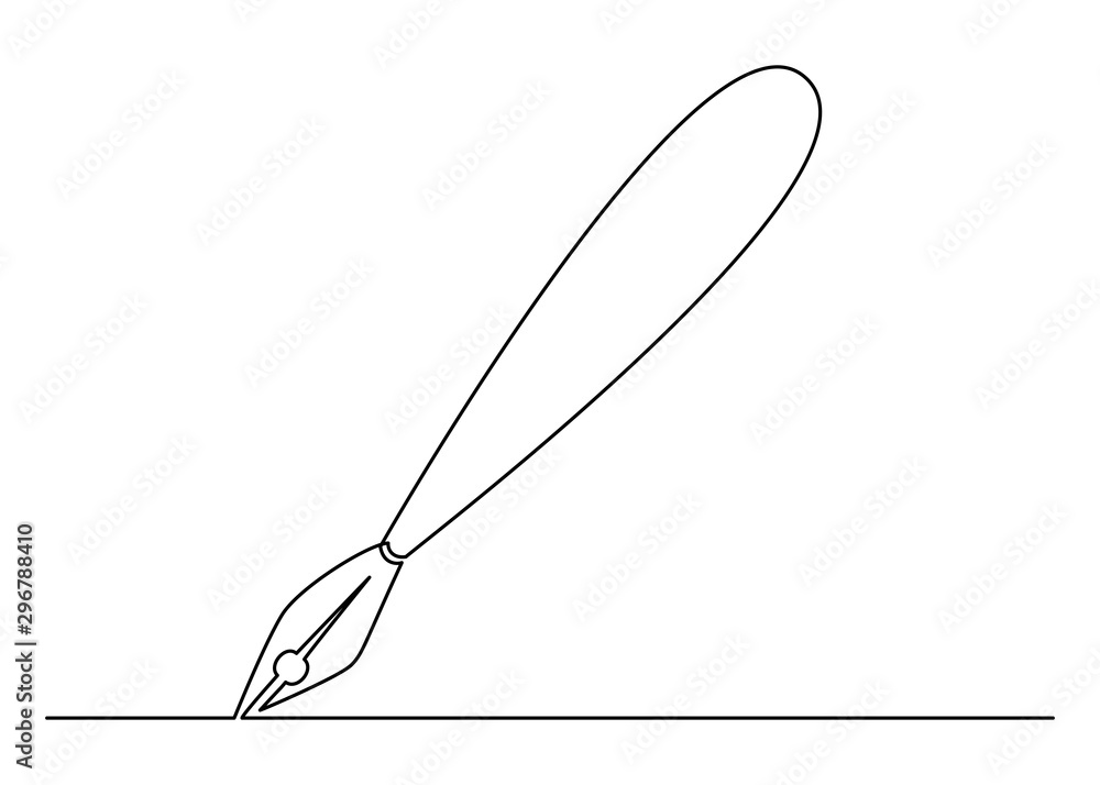 Continuous one line art drawing of fountain ink pen Stock Vector ...