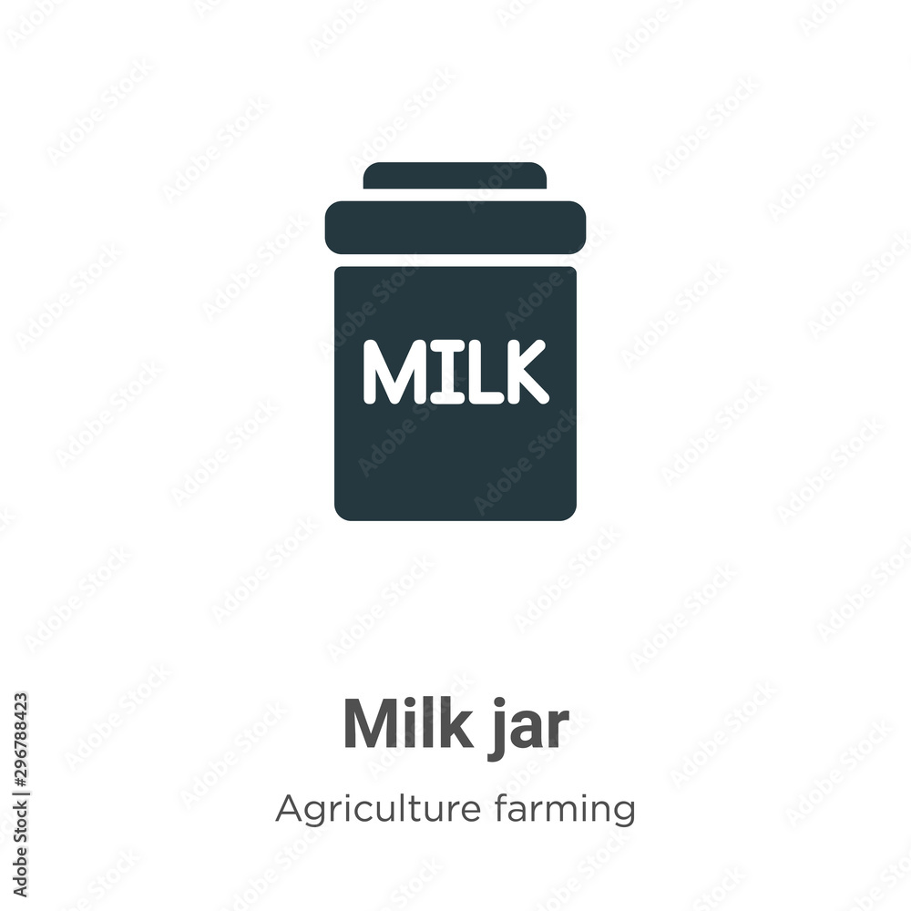 Milk jar vector icon on white background. Flat vector milk jar icon ...