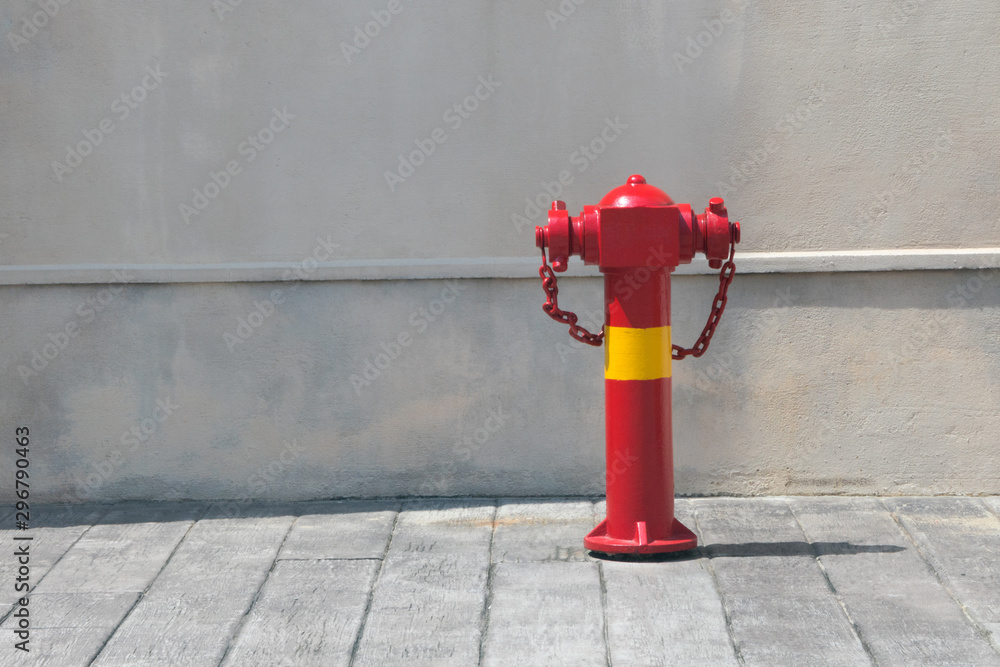 Red fire hydrant for emergency fire access with lighting outdoor. Stock ...