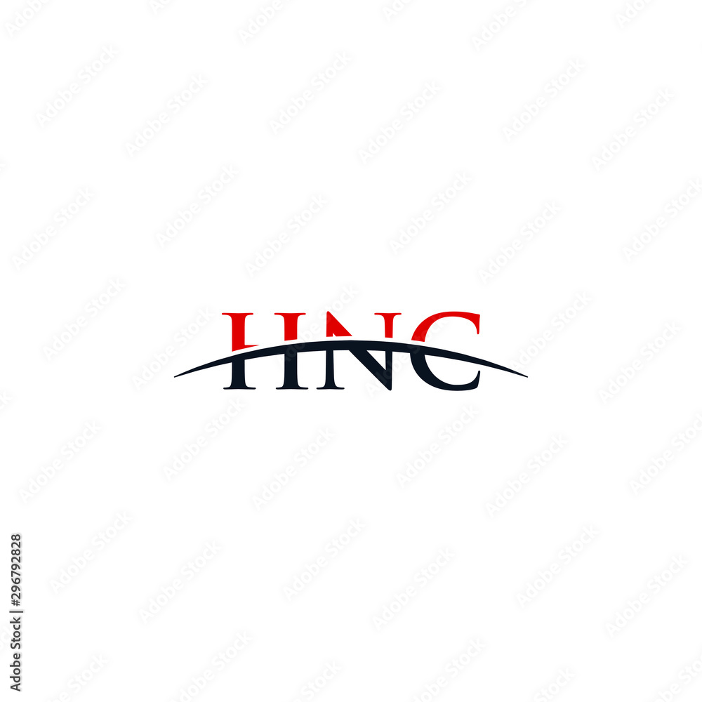 Initial letter HNC, overlapping movement swoosh horizon logo company ...