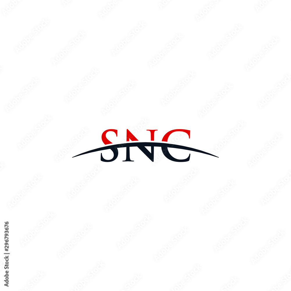 Initial letter SNC, overlapping movement swoosh horizon logo company ...
