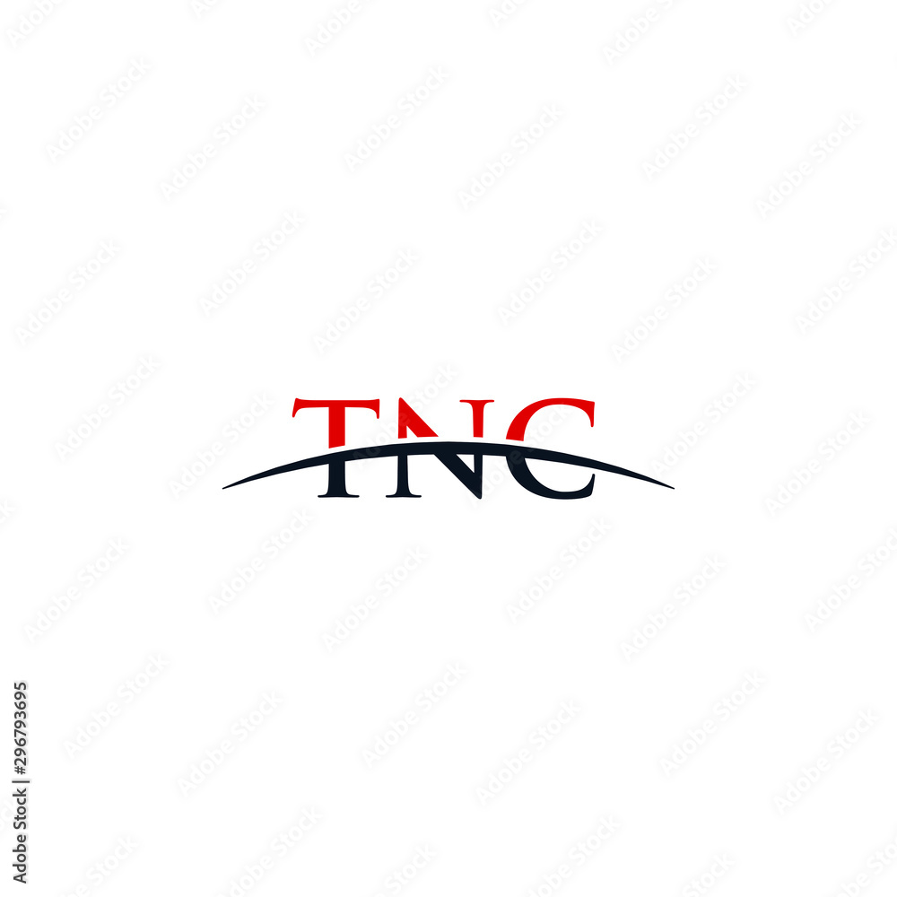 Initial letter TNC, overlapping movement swoosh horizon logo company ...