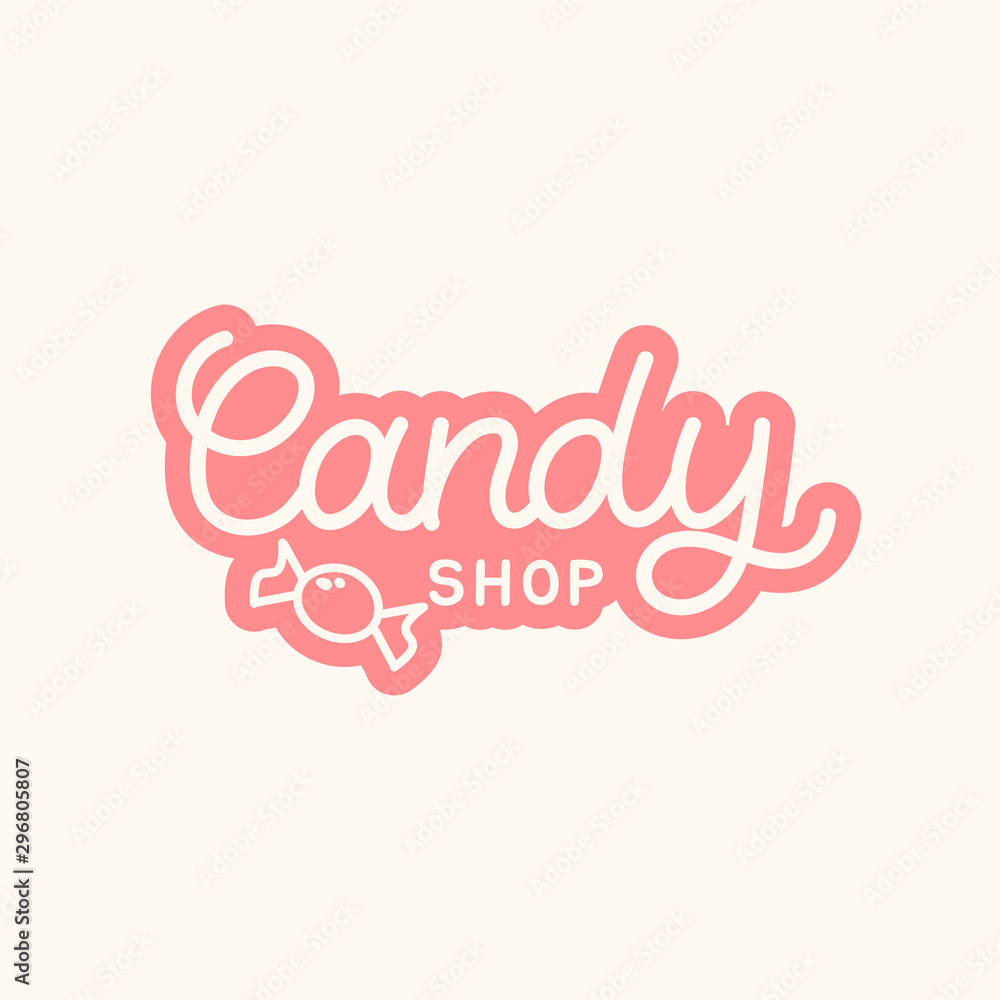 Hand drawn linear lettering logo. The inscription: Candy shop. Perfect ...