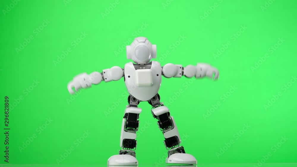 Humanoid robot dances a popular style dance. Green screen. Stock Video ...