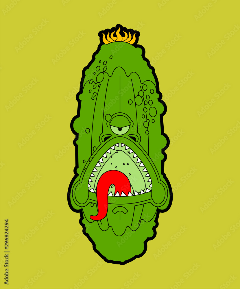 Cucumber monster GMO mutant. Genetically modified Angry Vegetable with ...