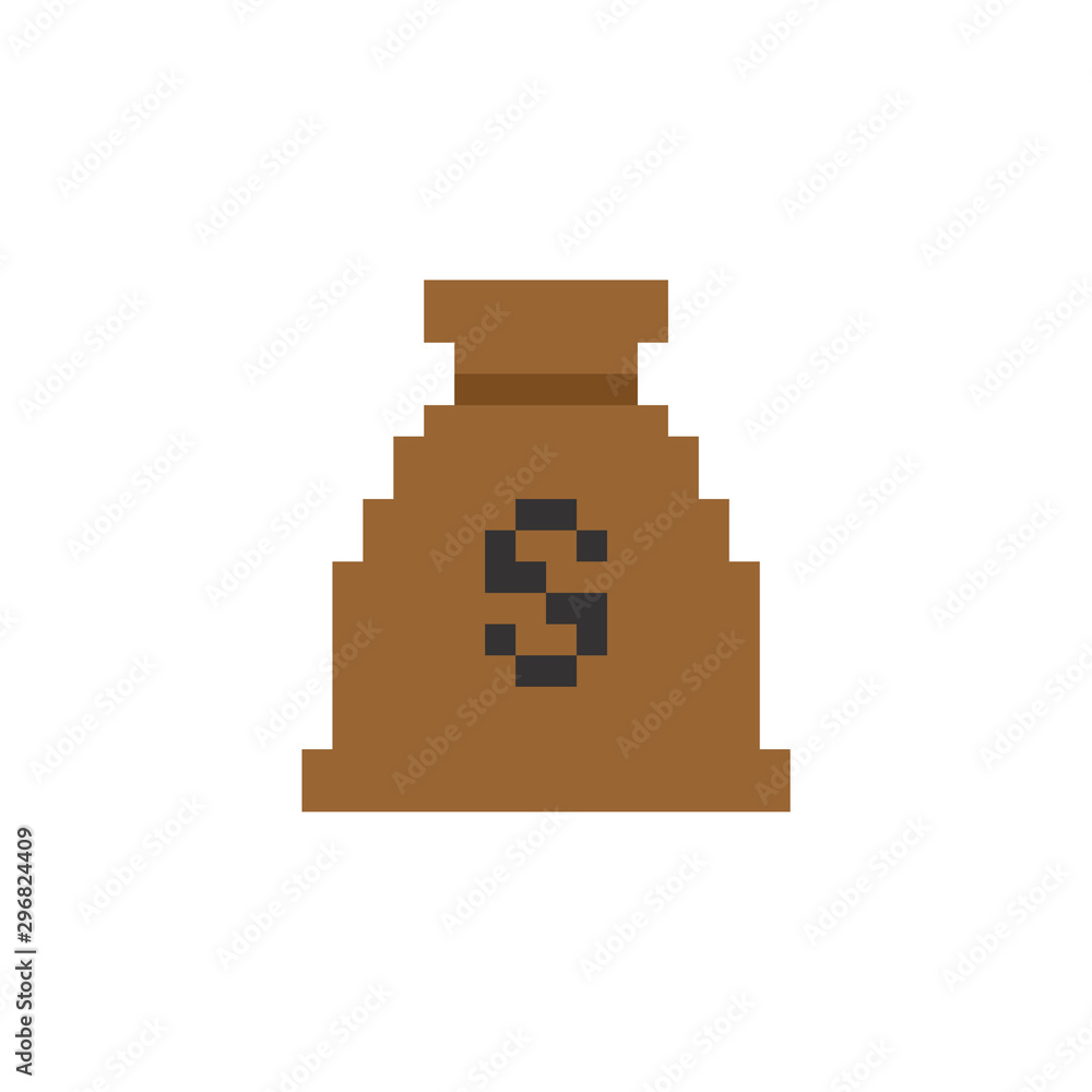 Bag of money pixel art. Bank sack 8 bit. Pixelate vector illustration ...