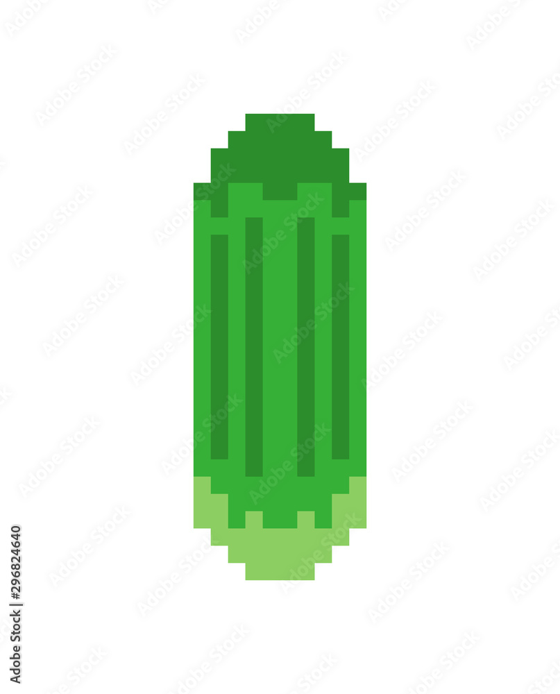 Cucumber pixel art. Cartoon Cucumbers 8 bit. Pixelate Vegetable. vector ...