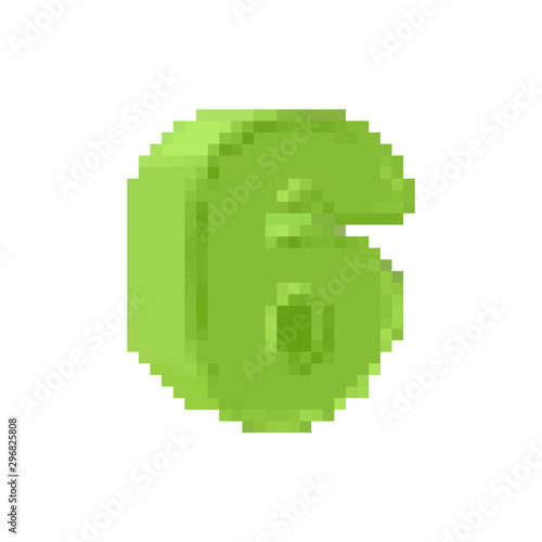 6 number pixel art. cartoon font. 8 bit Sixe numeral Children alphabet ...