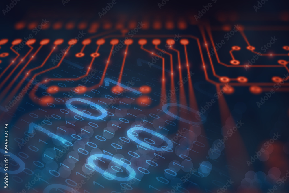 Abstract technology background with digital data binary code and ...