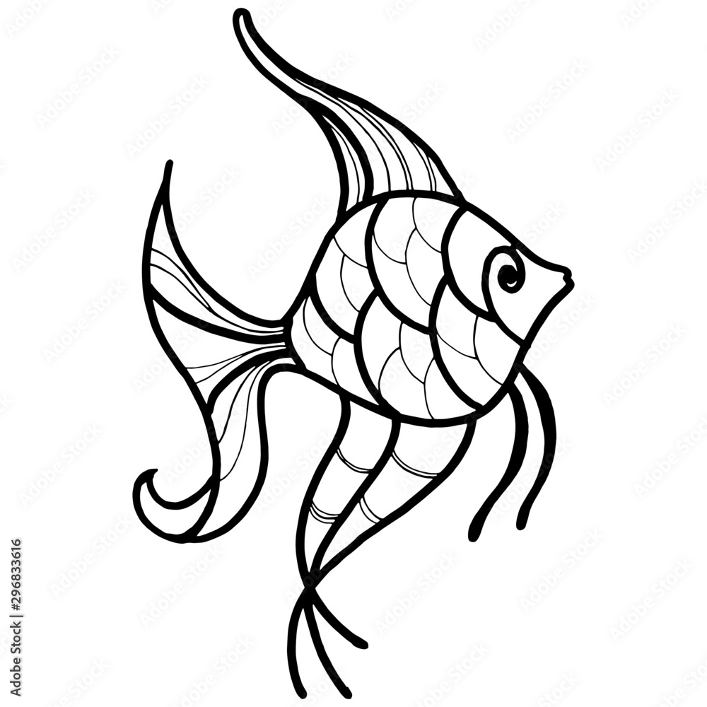 Black And White Fish Drawing