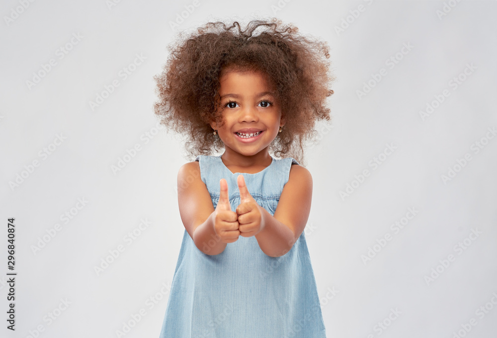 childhood, gesture and people concept - happy little african american ...