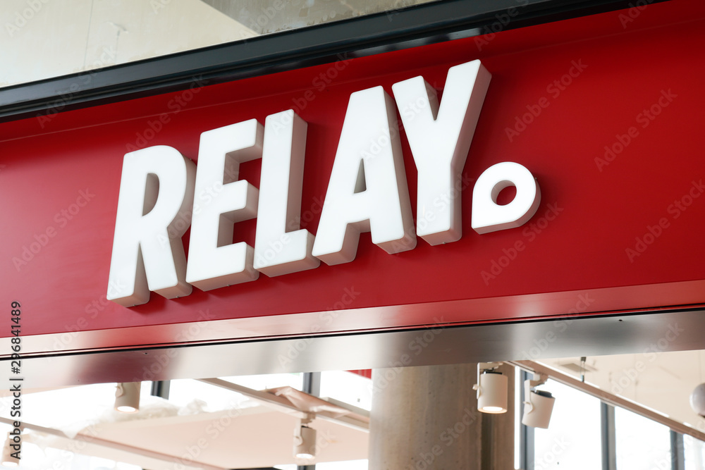 store Relay convenience logo sign shop French convenience store ...