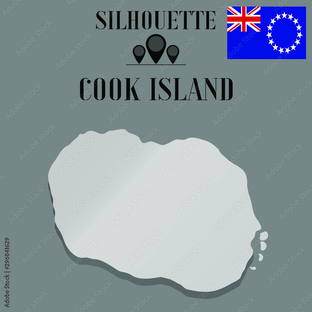 Cook Island outline globe world map, contour silhouette vector ...