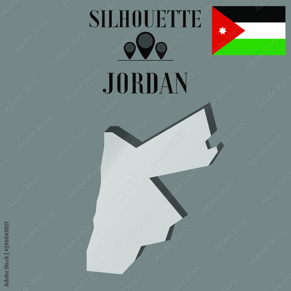 Jordan outline globe world map, contour silhouette vector illustration ...