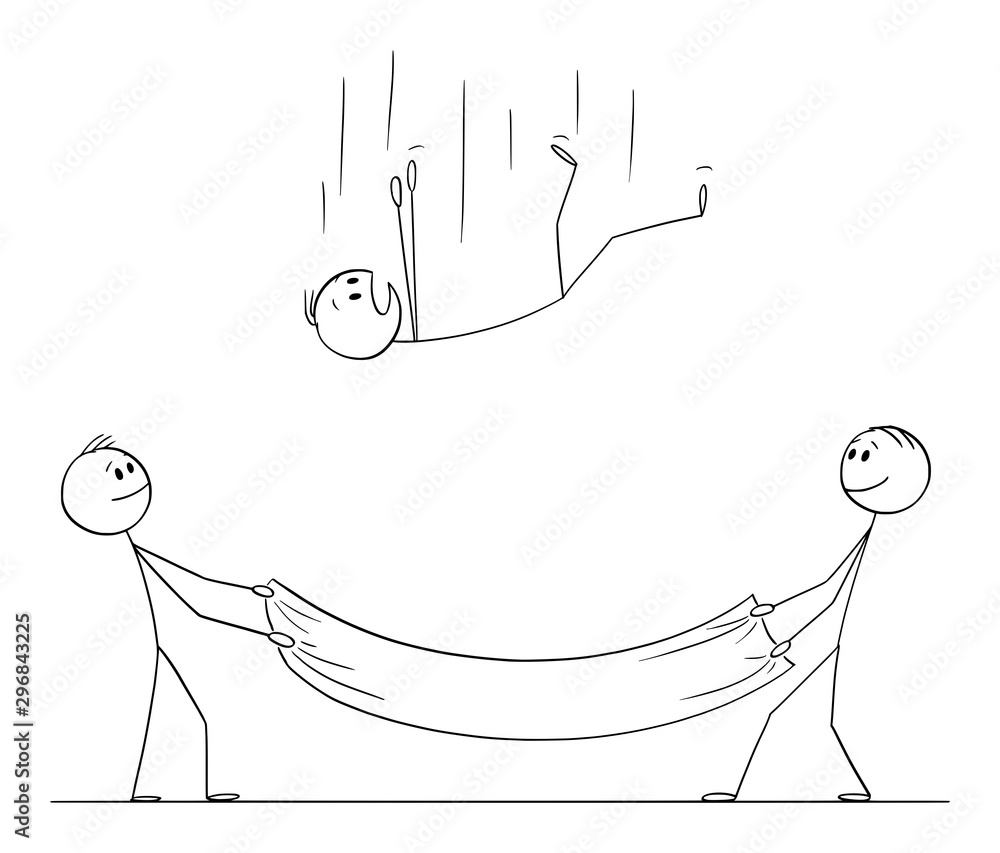 Vector cartoon stick figure drawing conceptual illustration of falling ...