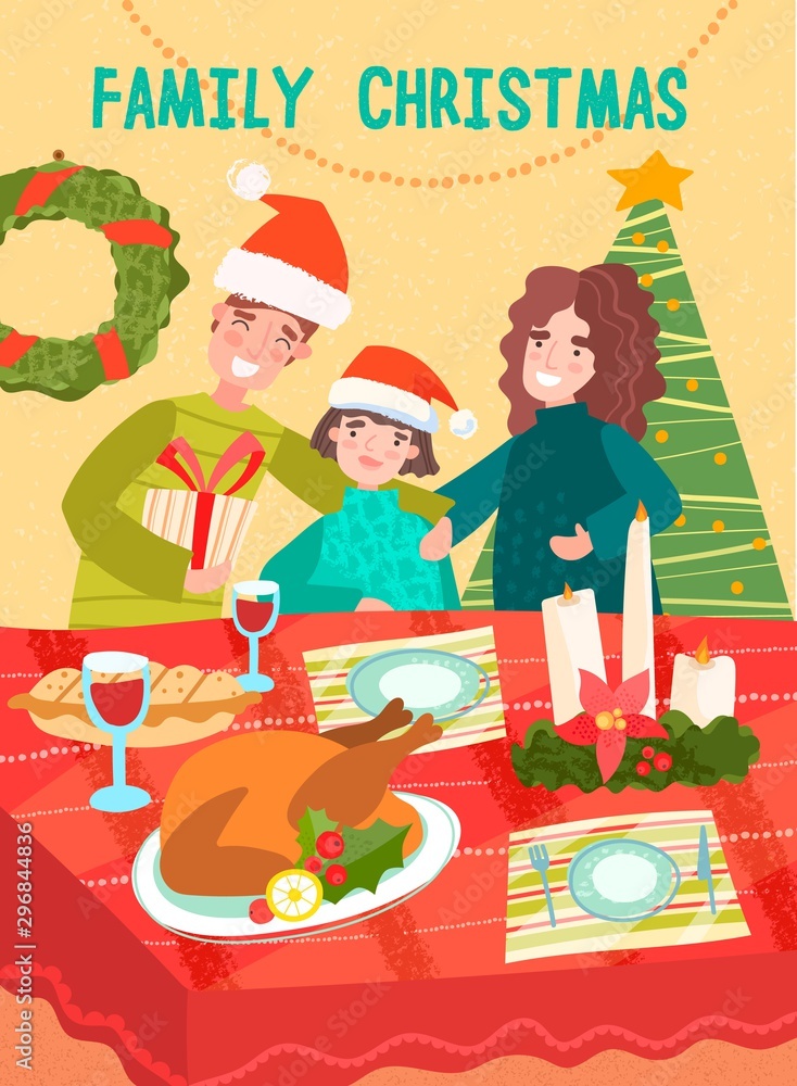 Family Christmas Dinner Clipart